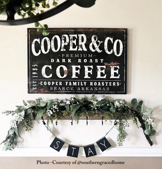 Modern Farmhouse Decor COFFEE HOUSE Sign Personalized Last | Etsy