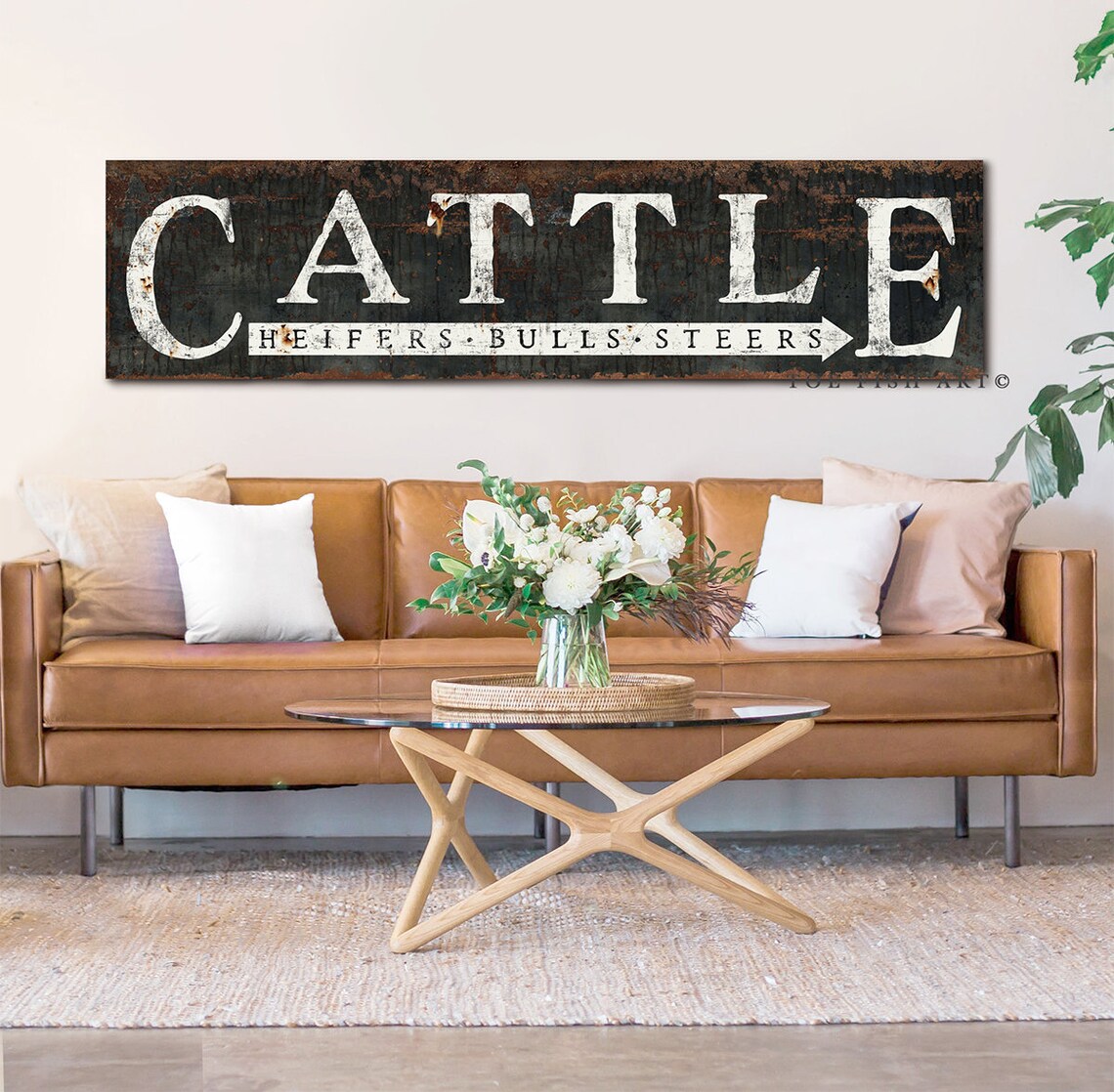 Modern Farmhouse Decor Cattle Sign Cow Farm Sign Large Rustic Wall Art ...