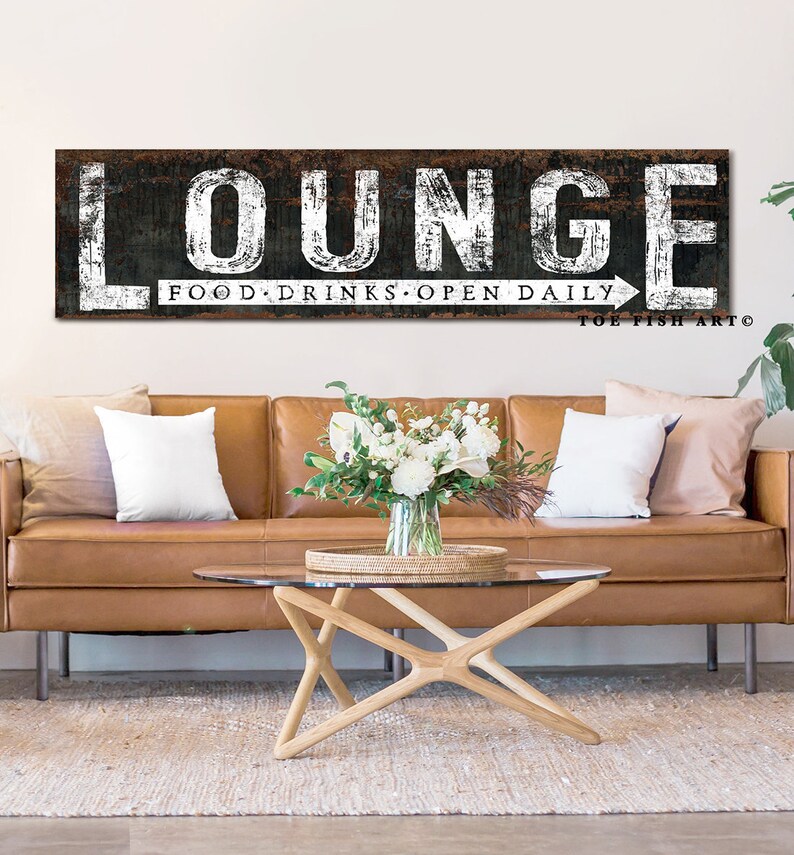 Modern Farmhouse Wall Decor Family Lounge Sign Large Rustic | Etsy