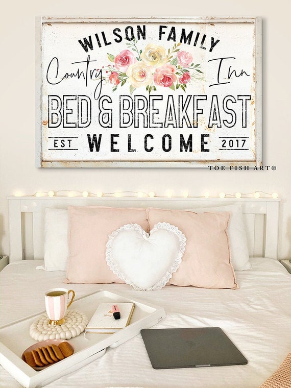 Bed and Breakfast Sign Rustic Farmhouse Wall Decor Name | Etsy