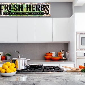 Modern Kitchen Farmhouse Decor Fresh Herbs Sign Farm Signs Large Rustic ...