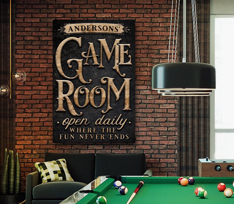 Personalized Game Room Sign Custom Family Last Name Modern - Etsy