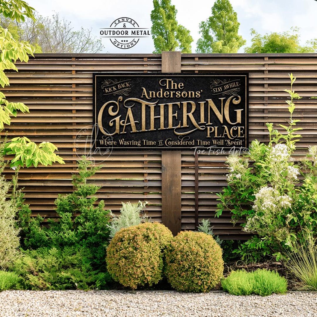 Personalized Gathering Place Sign Custom Name Art for Family Rustic ...