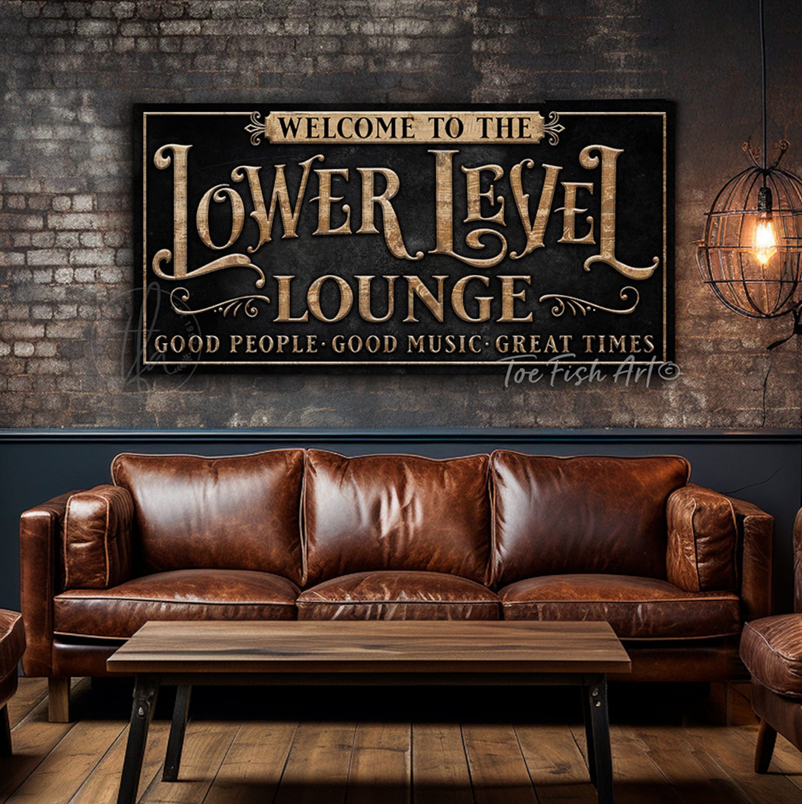 Personalized Custom Lower Level Lounge Sign Modern Farmhouse Wall Decor ...