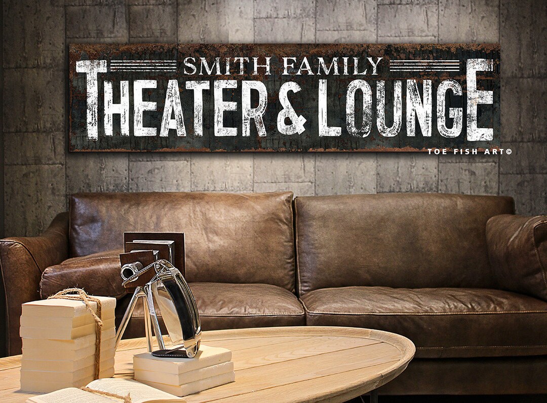 Personalized Theater & Lounge Sign Movie Room Sign Modern Farmhouse ...