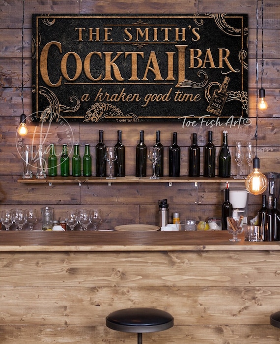 Cocktail Bar Sign Personalized Kraken Octopus Pirate Caribbean - Etsy