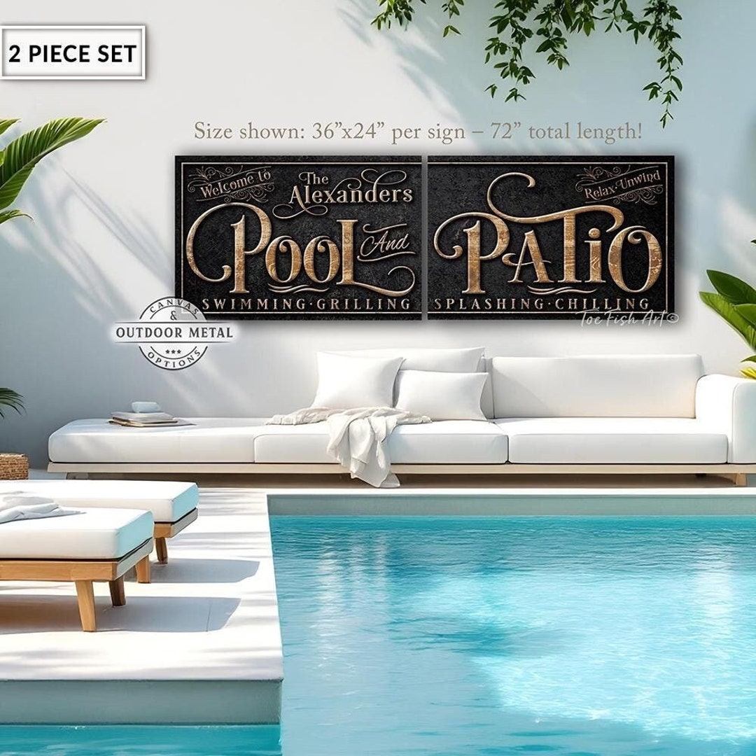 Personalized Pool & Patio Sign 2 Piece SET Backyard Bar and Grill ...