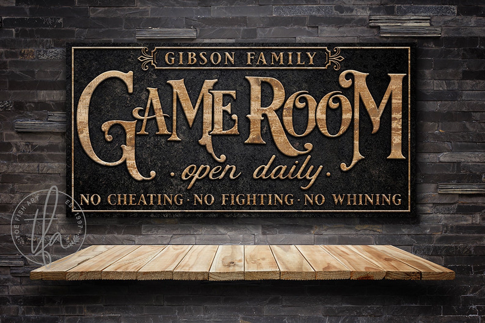 Personalized Game Room Sign Custom Family Last Name Modern Farmhouse ...