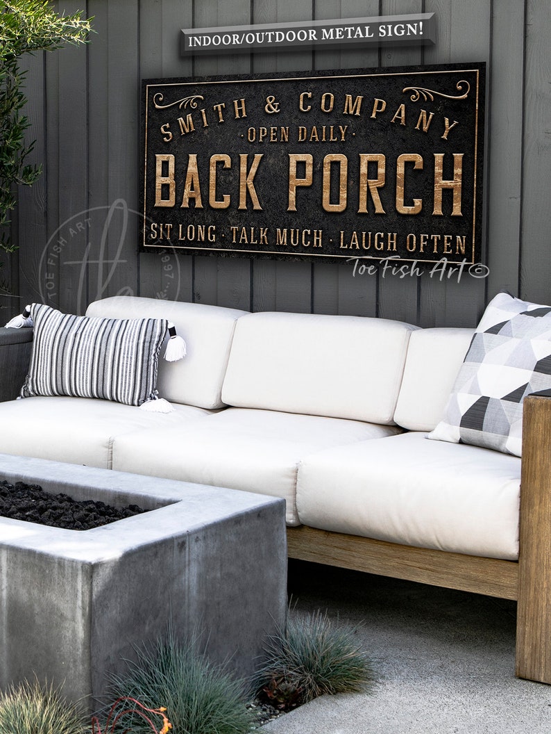 METAL SIGN! Personalized Back Porch Sign Backyard Bar and Grill Pool ...