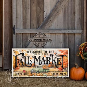 Fall Market Sign - Rustic Farmhouse Wall Art, Personalized Autumn ...