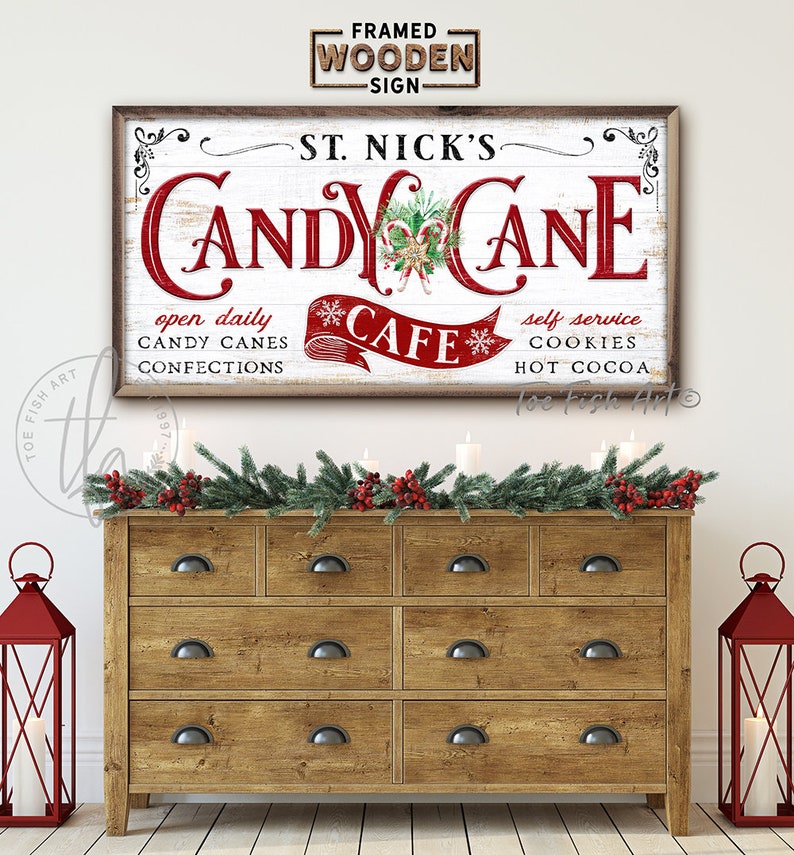 Christmas Sign Wooden Candy Cane Signs Framed Shiplap Custom - Etsy