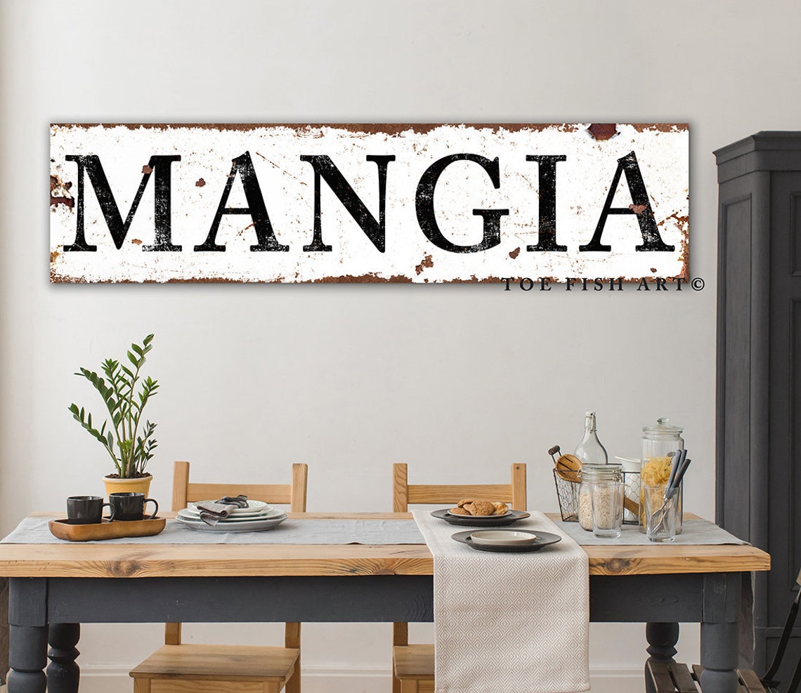 Italian Kitchen Sign Italian Decor Mangia Modern Farmhouse Wall Decor ...