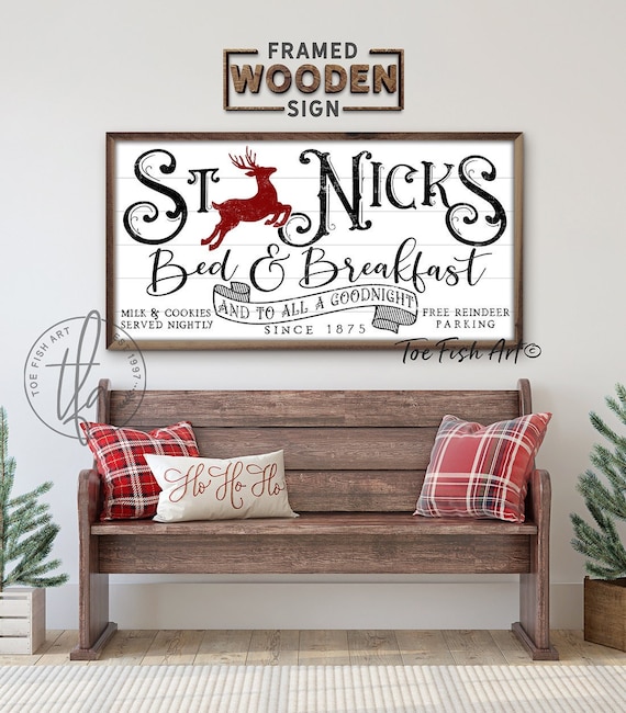 WOOD SIGN Rustic Christmas Sign St Nick's Bed & Breakfast - Etsy