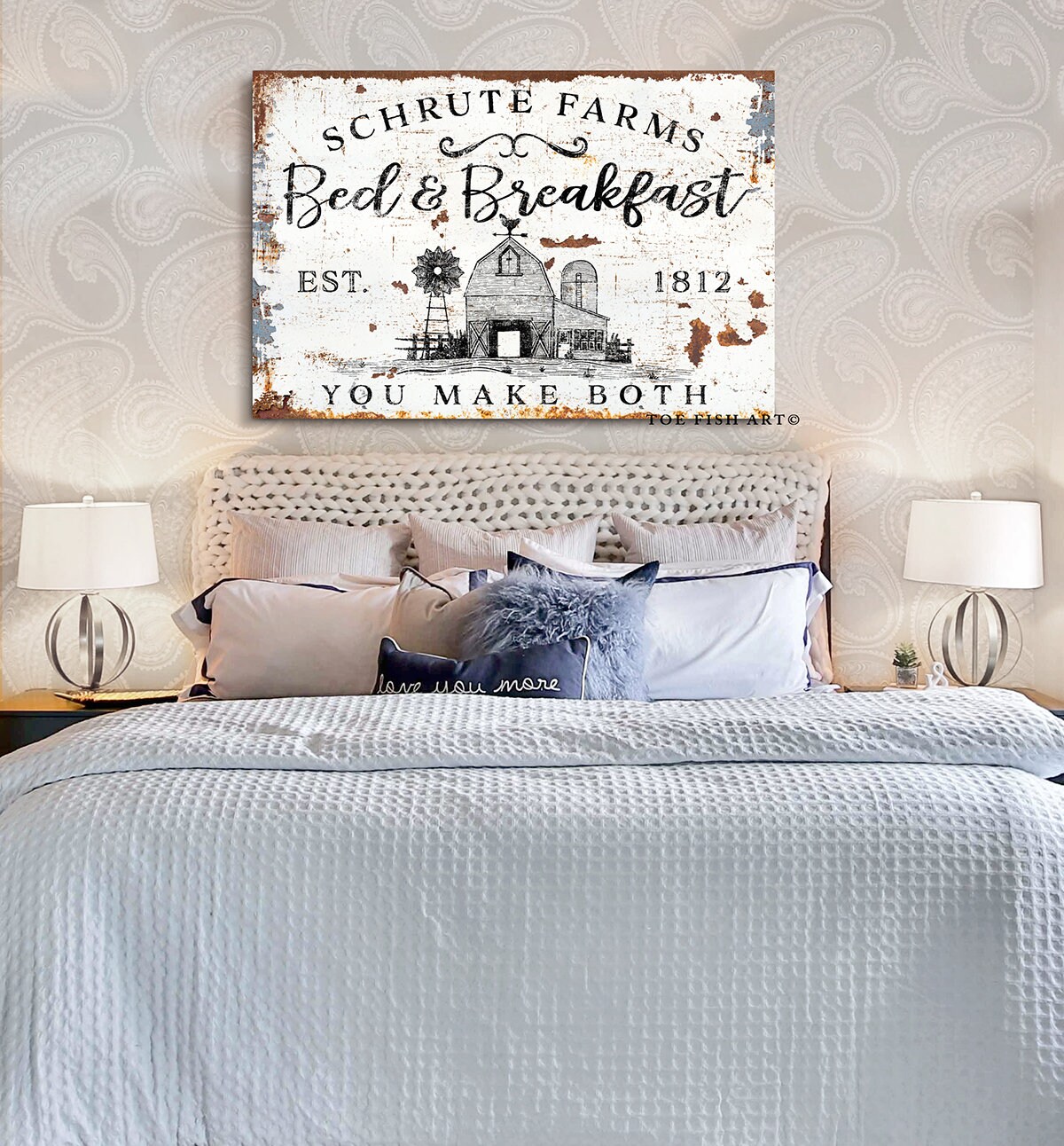 Bed and Breakfast Sign Rustic Farmhouse Wall Decor Name Established ...