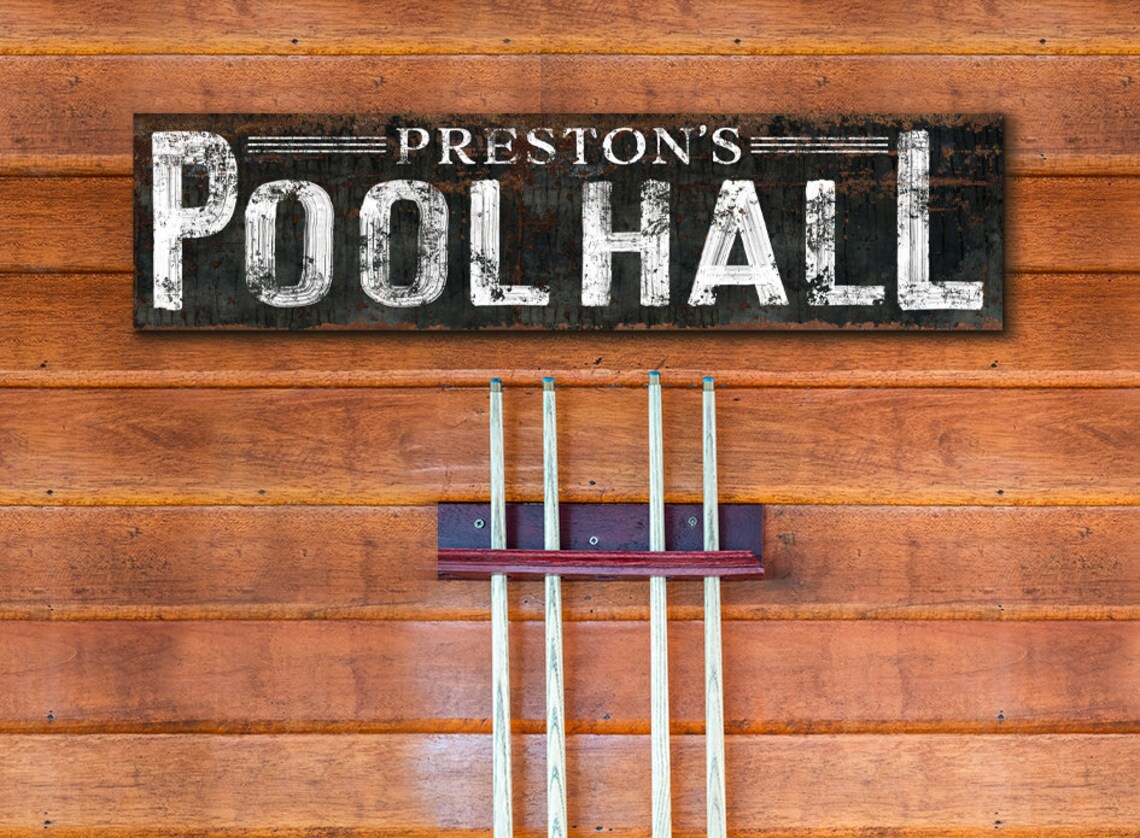 Pool Hall Sign Modern Farmhouse Wall Decor Last Name Established Large ...