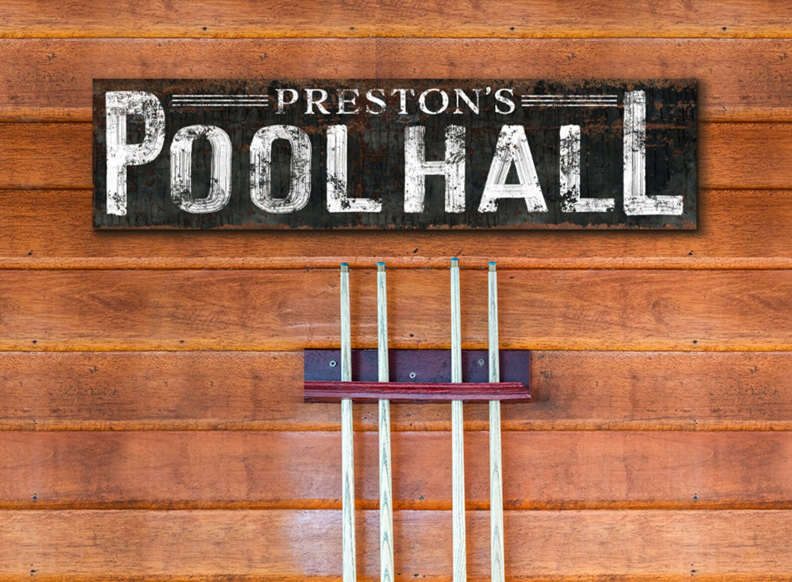 Pool Hall Sign Modern Farmhouse Wall Decor Last Name Established Large ...