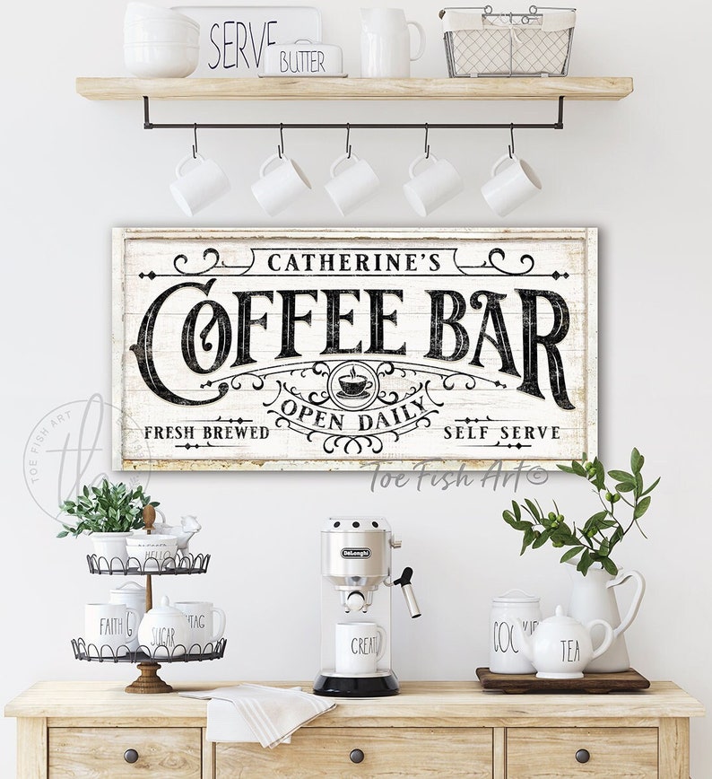COFFEE BAR SIGN Modern Farmhouse Wall Decor Personalized Family Name ...