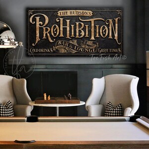 Prohibition Bar and Lounge Sign Speakeasy Personalized Name Art Rustic ...
