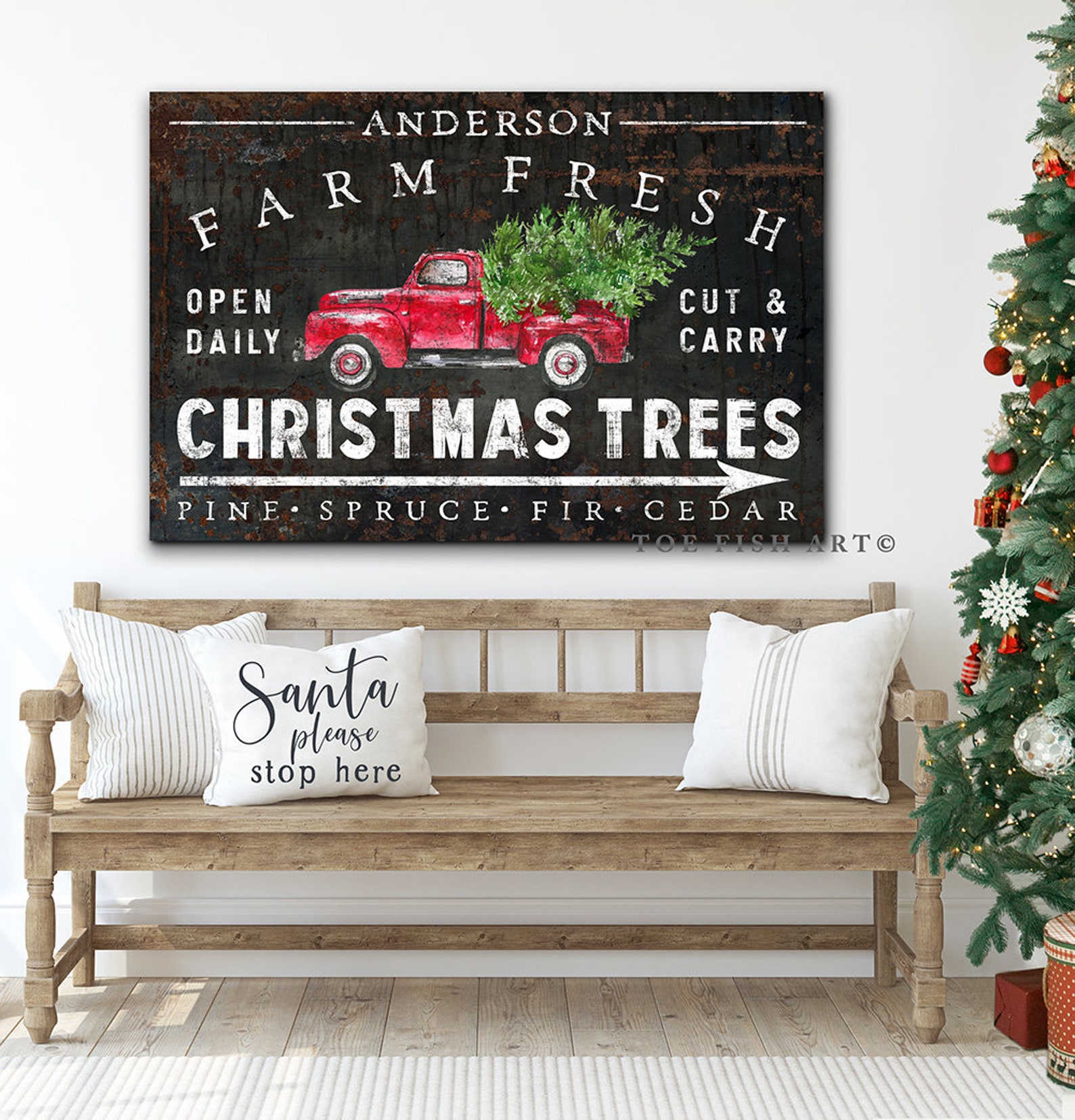 Christmas Tree Farm Sign Personalized Farmhouse Wall Decor Christmas ...