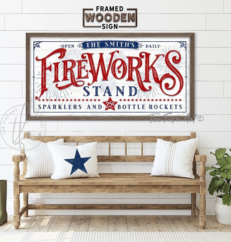 4th of July Sign Wooden Fireworks Stand Personalized Modern - Etsy