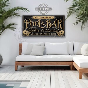 Personalized Pool & Bar Sign Backyard Bar and Grill Pool Patio Deck ...