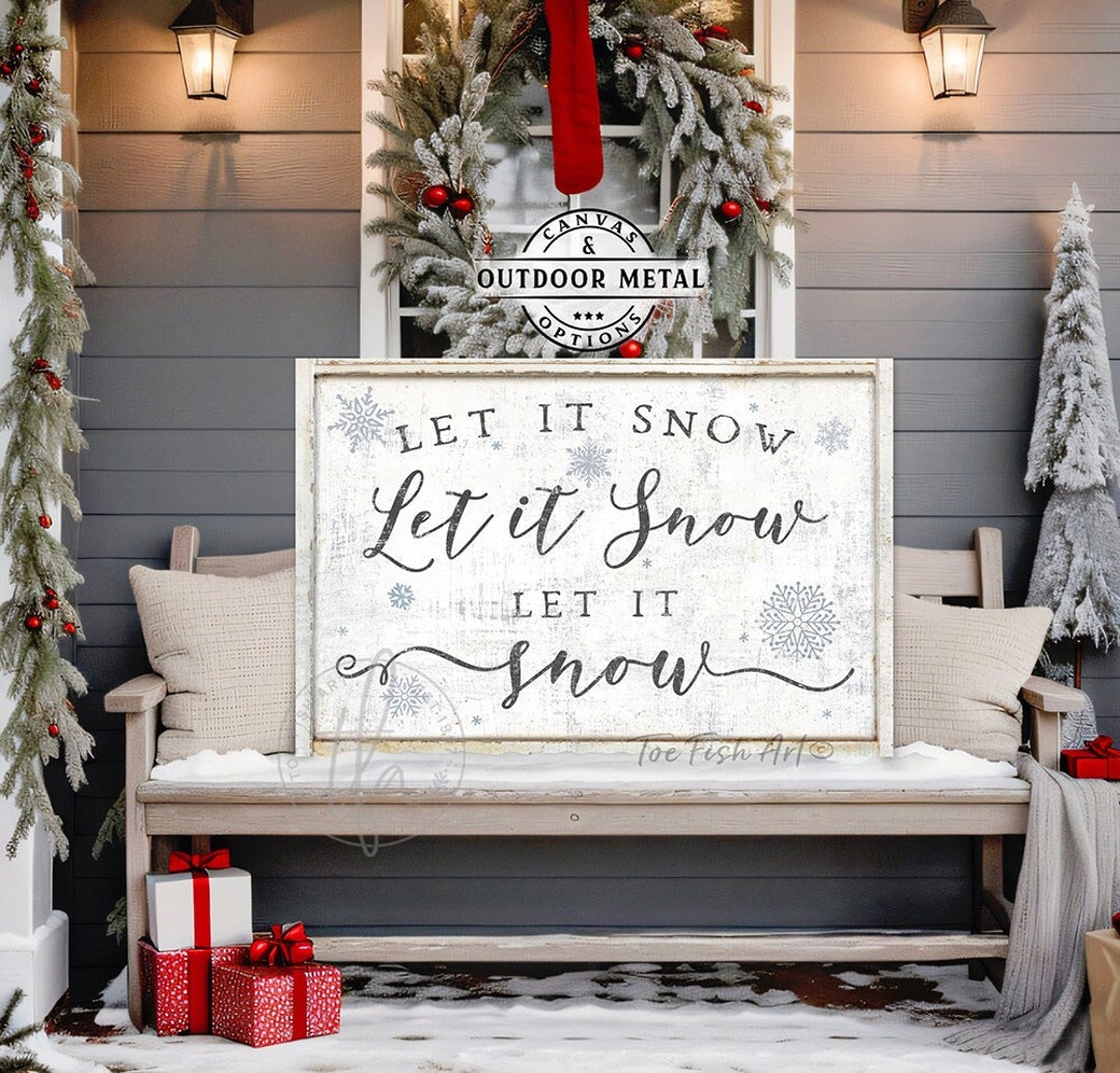 Let is Snow Christmas Sign Holiday Wall Art Modern Farmhouse Wall Decor ...
