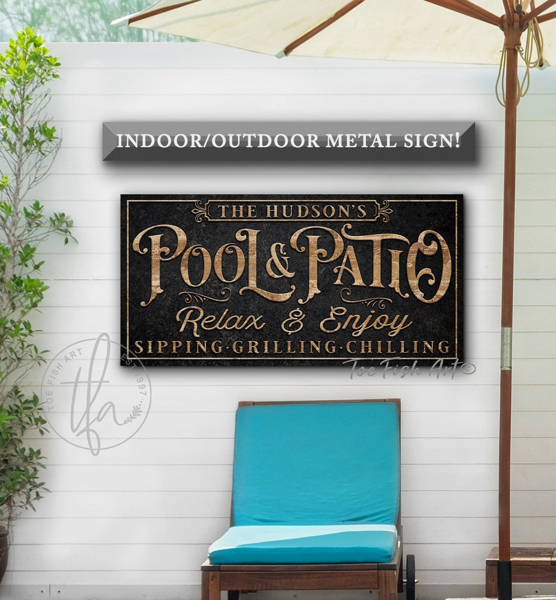 METAL SIGN Personalized Pool & Patio Sign Backyard Bar and - Etsy