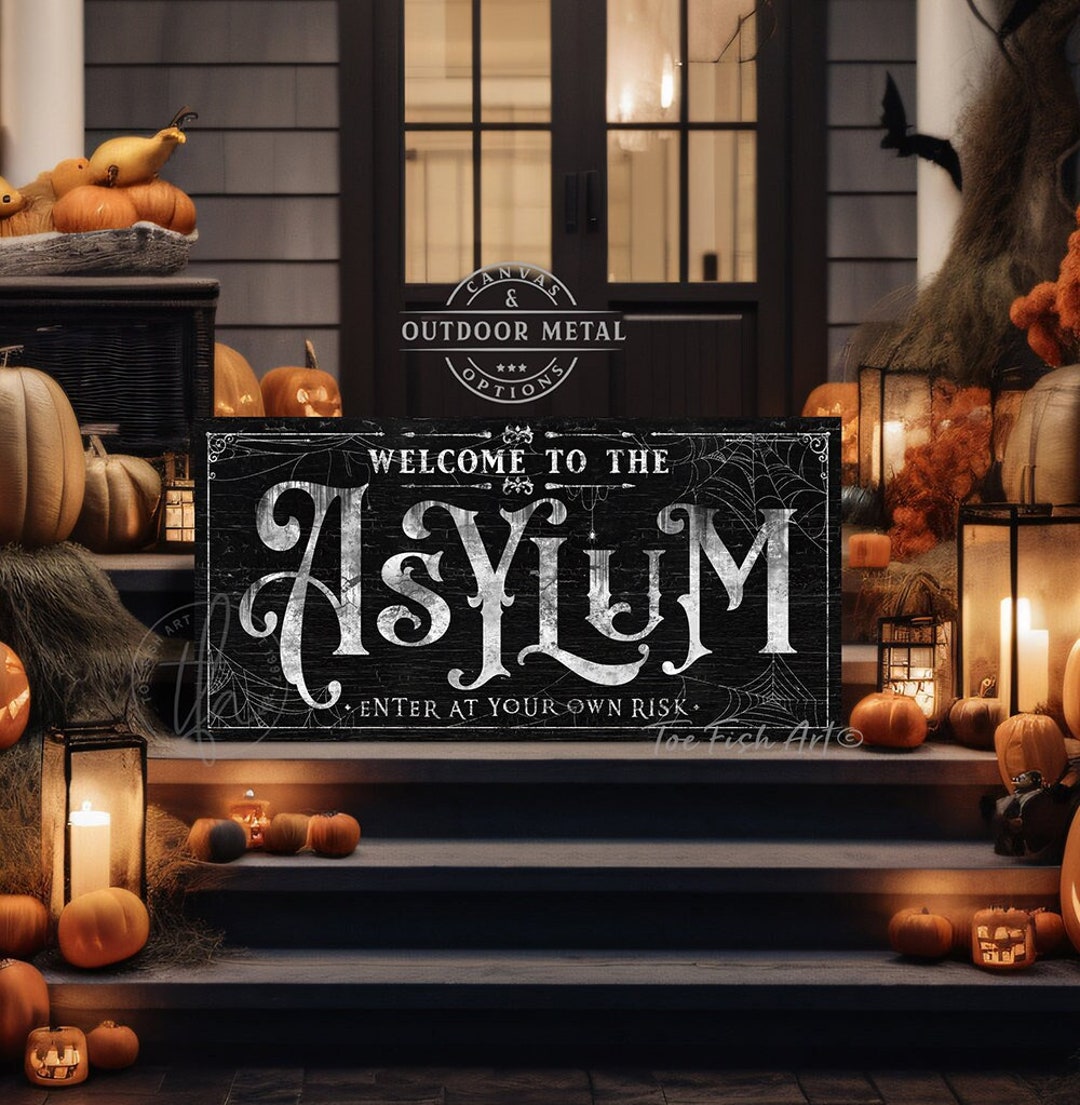 Personalized Halloween Sign Custom Creepy Asylum Rustic Fall Porch ...