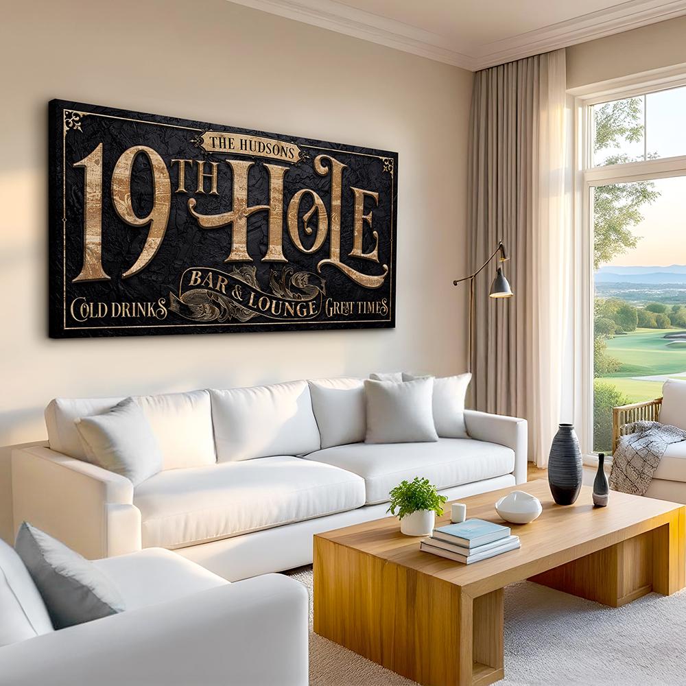 19th Hole Bar and Lounge Sign Personalized Golfing Signs Modern ...