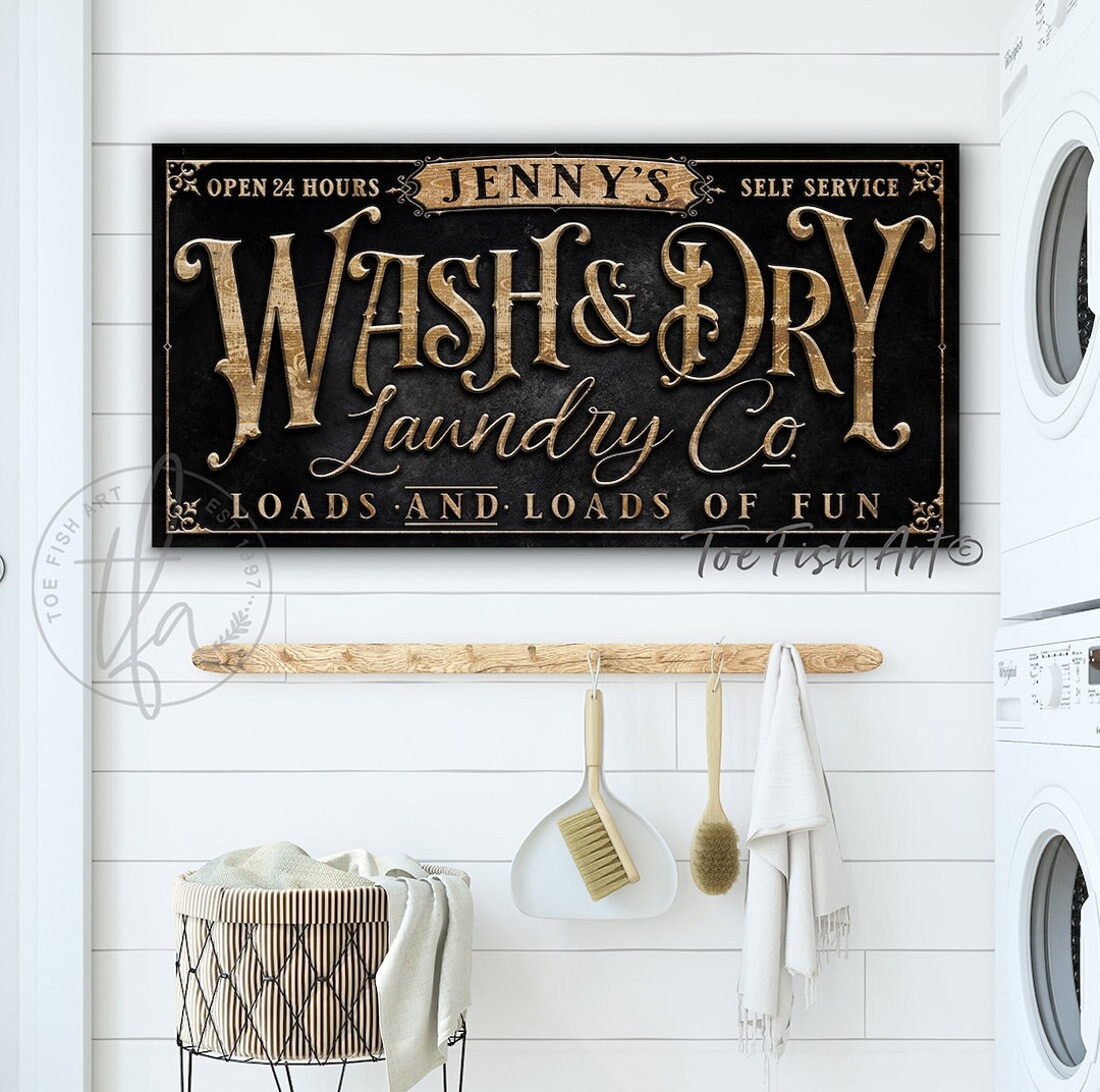Personalized Laundry Sign Custom Wash & Dry Washing Room Name Art ...