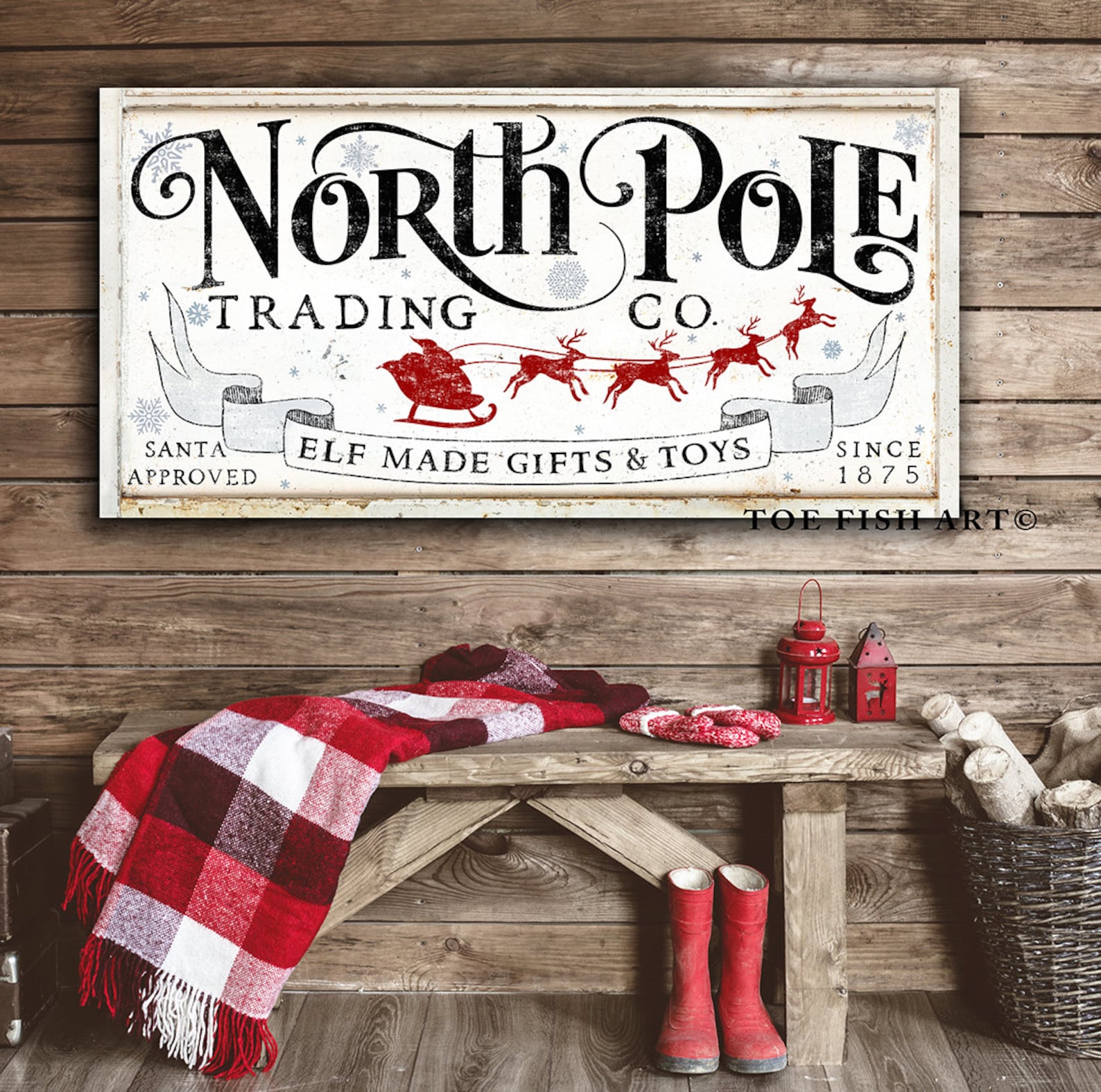 Rustic Christmas Sign North Pole Trading Company Sign Modern - Etsy