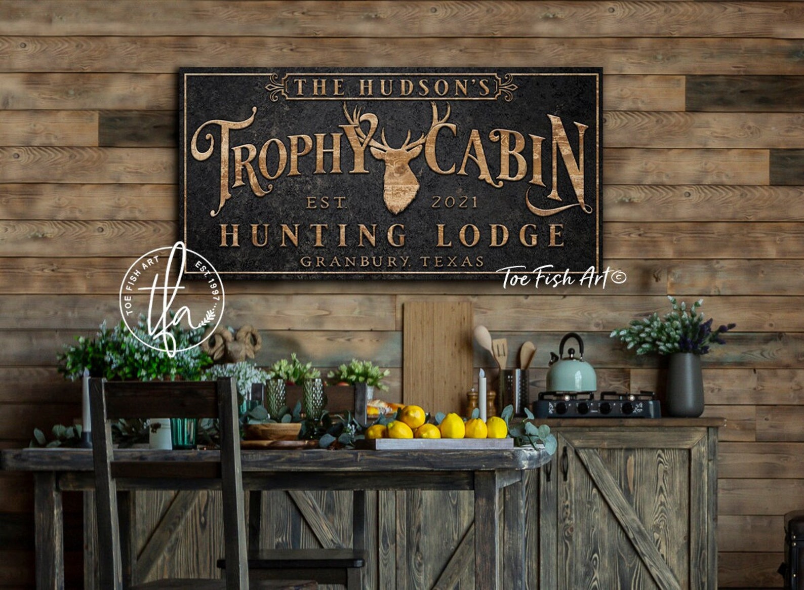 Hunting Lodge Hunt Club Sign Modern Farmhouse Wall Decor Man Cave ...