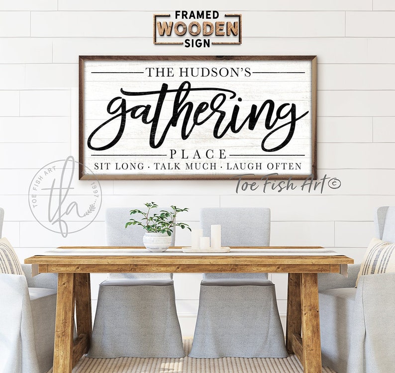 Gathering Place Sign Custom Name Art Framed Wooden Sign - Etsy