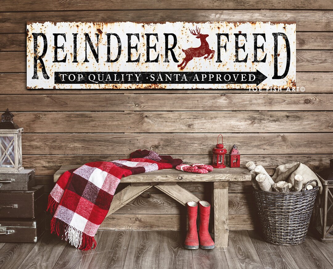 Reindeer Feed Sign Rustic Wall Decor Modern Farmhouse Primitive Holiday ...