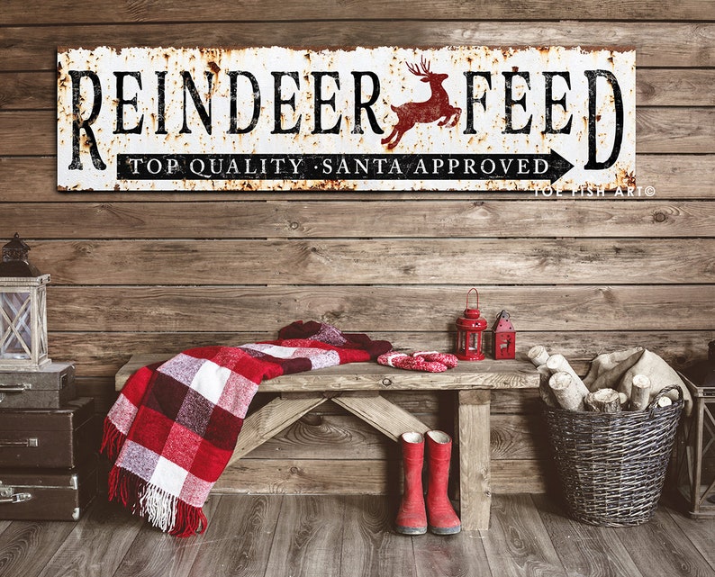 Reindeer Feed Sign Rustic Wall Decor Modern Farmhouse - Etsy