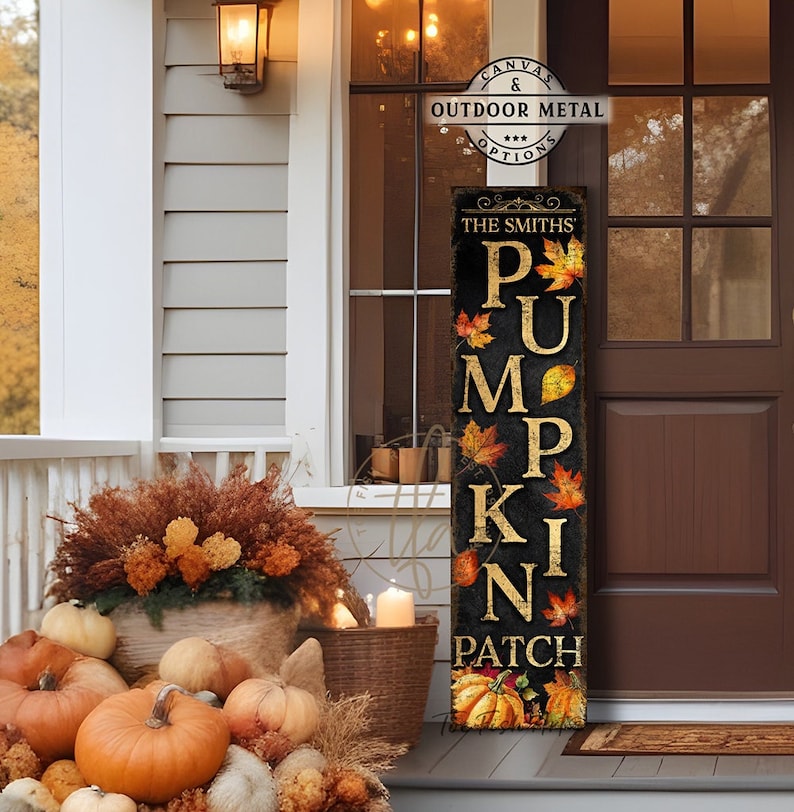 Personalized Pumpkin Patch Sign – Rustic Fall Porch, Modern Farmhouse ...