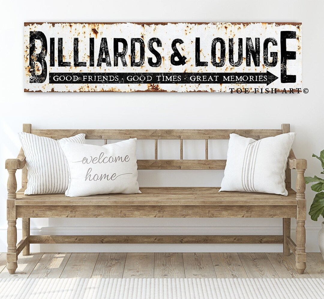 Billiards and Lounge Sign Modern Farmhouse Wall Decor Family Large ...