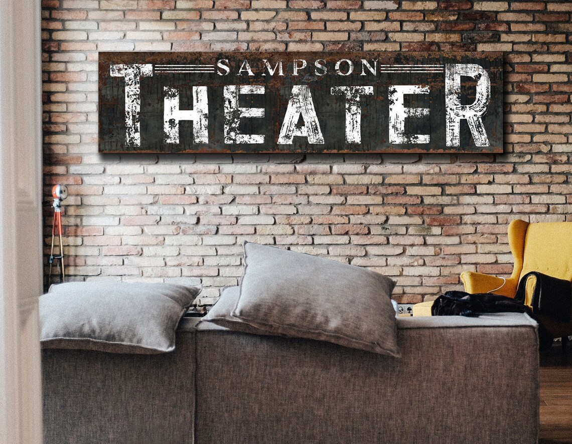 Movie Room Sign Modern Farmhouse Wall Decor Custom Name Sign | Etsy