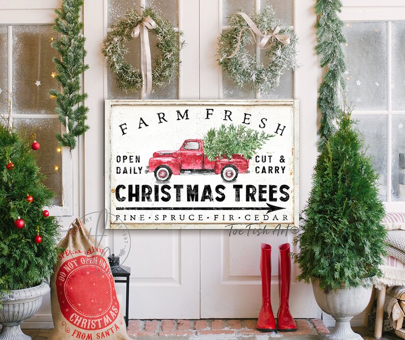 Christmas Tree Farm Sign Personalized Farmhouse Wall Decor - Etsy