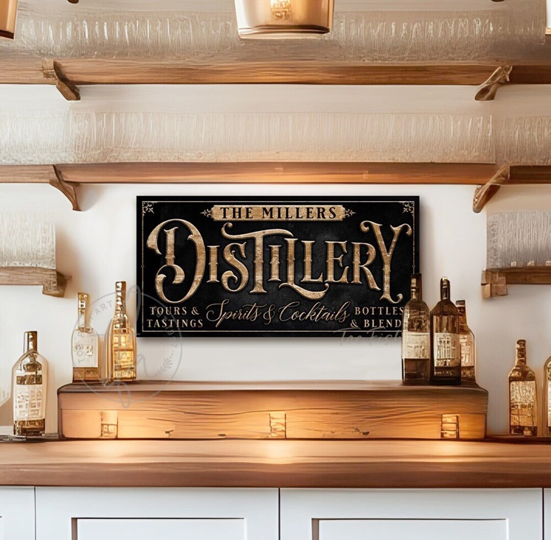 Distillery Sign Speakeasy Bar & Lounge Bourbon Whiskey Basement ...