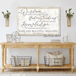 By Wisdom a House is Built Proverbs 24 3 4 Sign Scripture Bible Verse ...