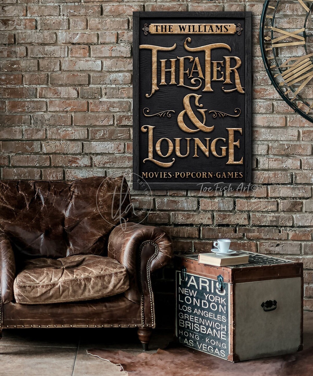 Personalized Theater & Lounge Large Rustic Wall Art Movie TV Room Sign ...