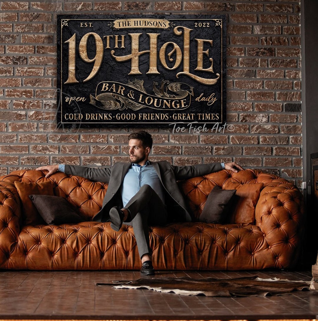 19th Hole Bar and Lounge Sign Personalized Golfing Signs Modern ...