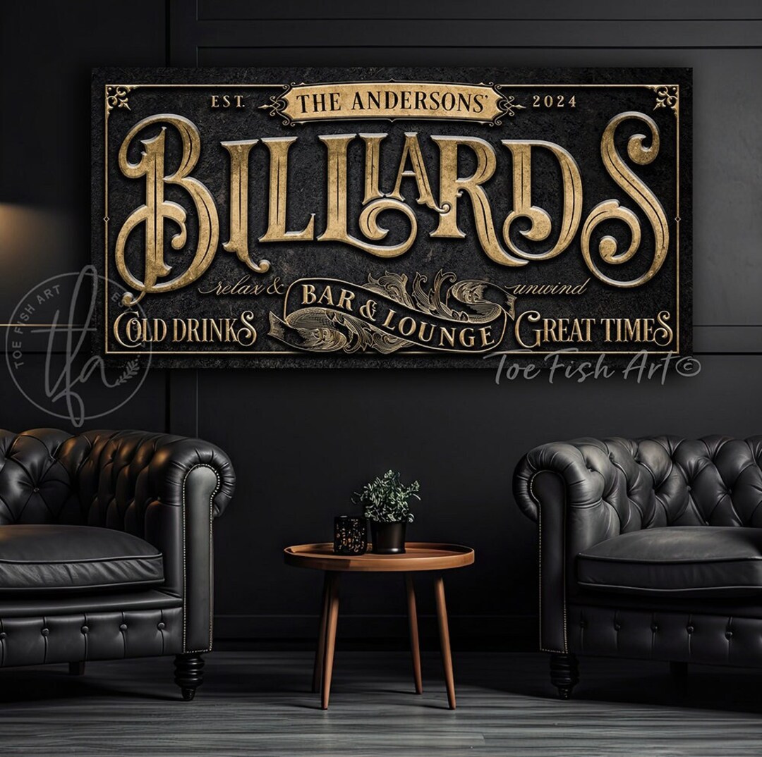 Personalized Billiards Sign Custom Billiards Bar & Lounge Art Modern ...