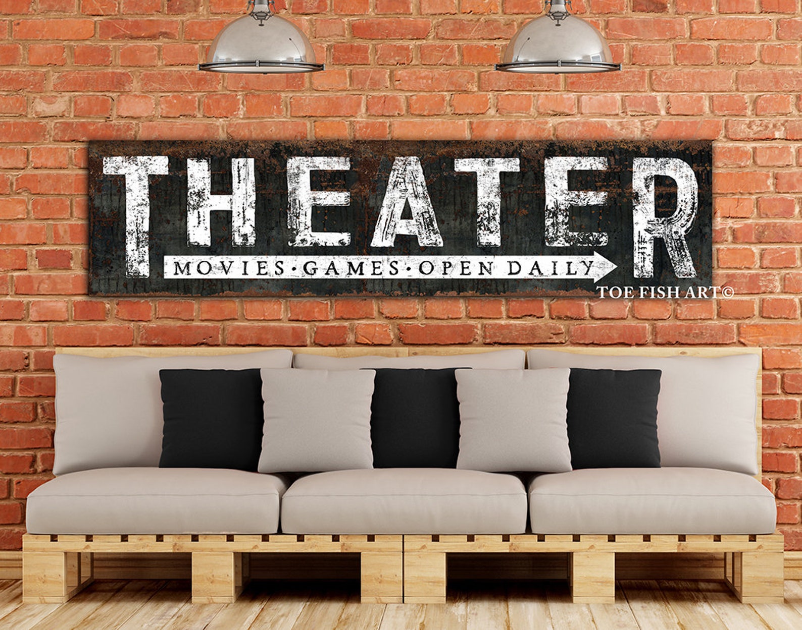 Modern Farmhouse Wall Decor Family Theater Sign Large Rustic Wall Art ...