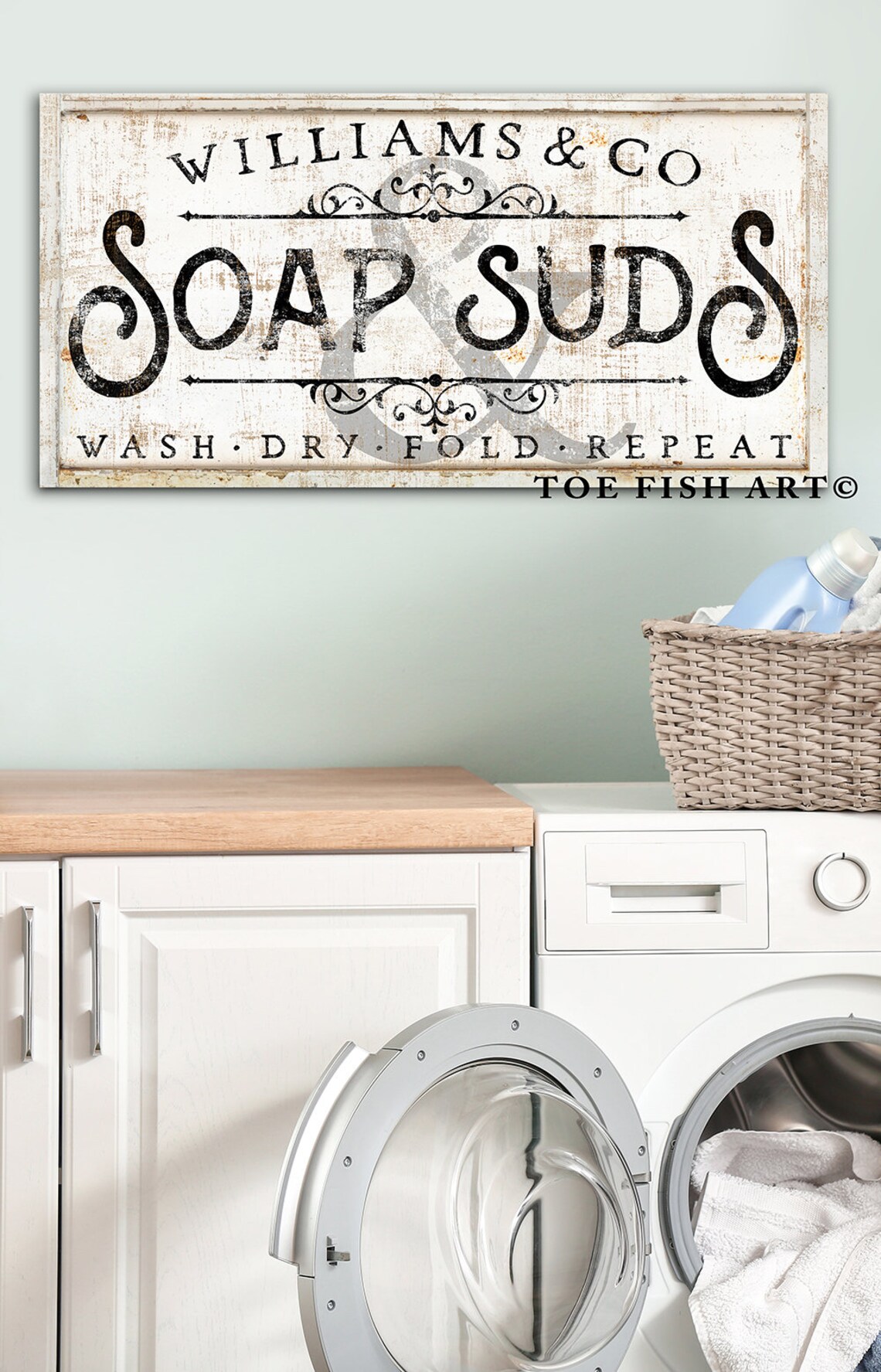 Soap & Suds Laundry Bath Sign Modern Farmhouse Wall Decor Wash Room ...