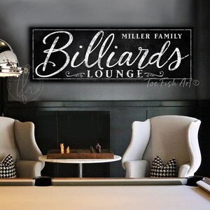 Personalized Billiards Sign Modern Farmhouse Wall Decor Last Name Pool ...