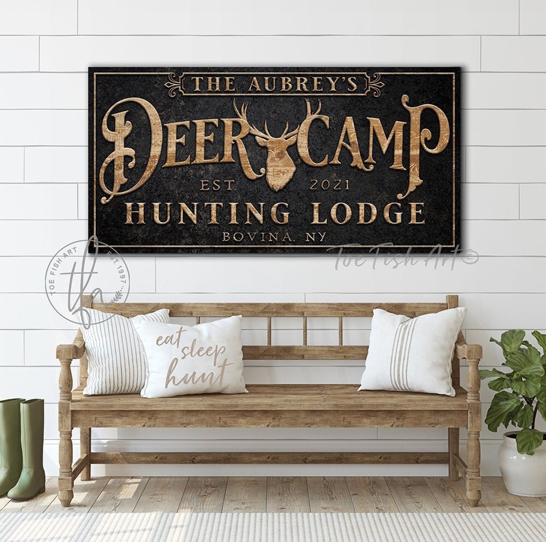 Deer Camp Sign Hunting Lodge Club Modern Farmhouse Wall Decor Rustic ...