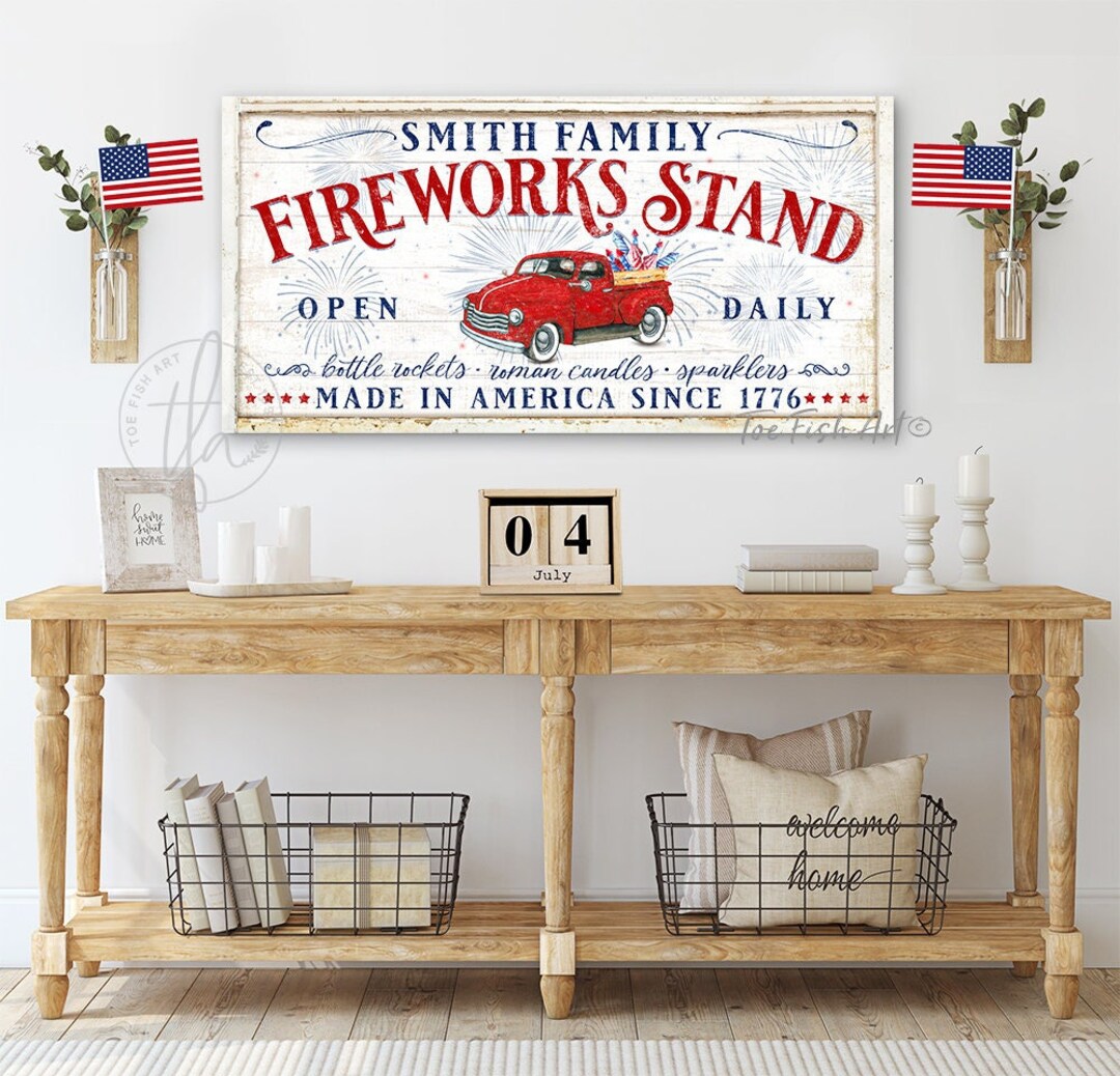 4th of July Sign Fireworks Stand Sign Personalized Modern Farmhouse ...
