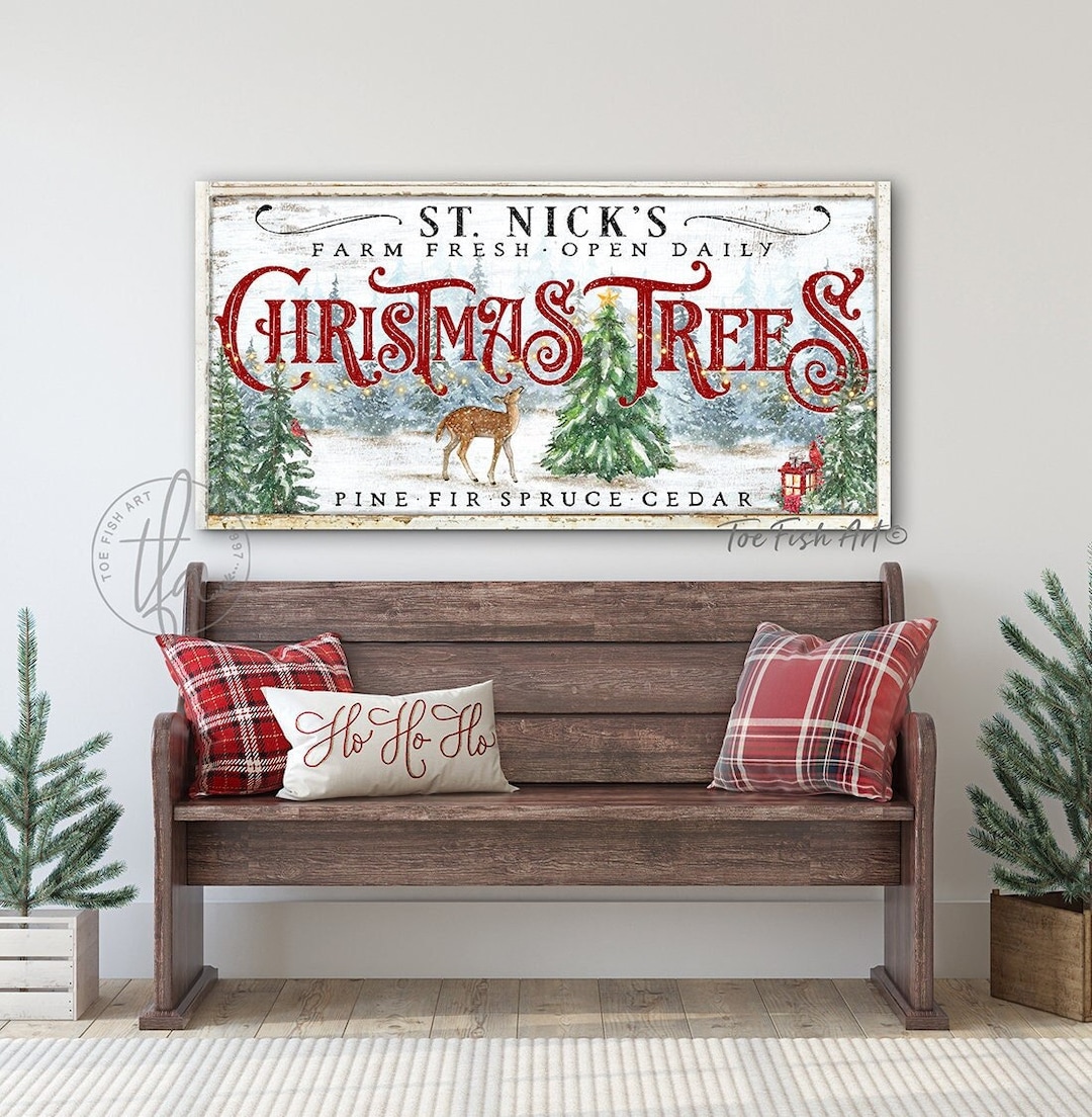 Christmas Trees Farm Sign St Nick's Farm Fresh Custom Decoration Sign ...